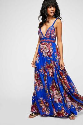 China Van 2018 de Zomervrouwen Sexy Mooie Kaftan de Kledingsriem van Maxi Dress Backless Fashion Casual Te koop