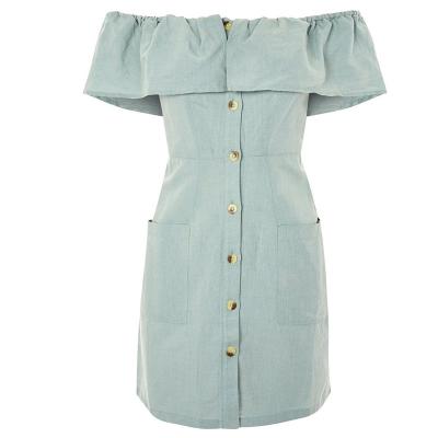 Cina Donne dell'abbigliamento fuori dal vestito di tela dall'increspatura di Bardot dei vestiti dalla spalla in vendita