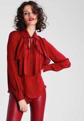 Cina Blusa del collo a V di Autumn Long Sleeve Low della donna di nuovo arrivo e camicia rosse eleganti delle signore in vendita