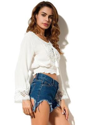 Cina Blusa bianca di nuovo stile chiffon delle donne in vendita