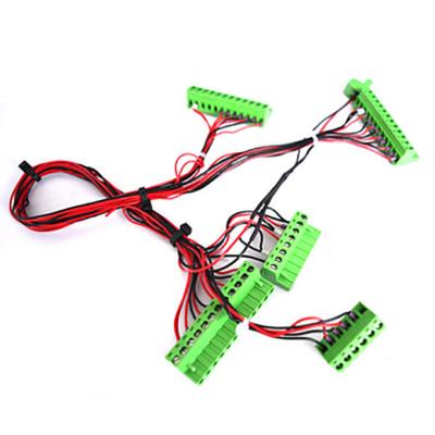 China 770mm Green Terminal Block Wire Harness Cable Cold Pressed 90 Degree for sale