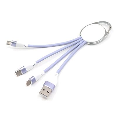 China Tragbares 17cm 3 in 1 TPE-Kupfer kabel des Schlüsselrings Aufladungsusb-2,0 zu verkaufen