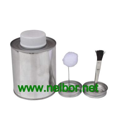 China Plain silver color 250ML PVC glue can with plastic cap Brush in Can for sale