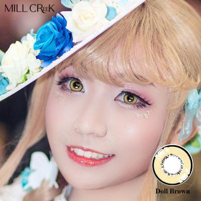 Cina Adatti a bambola colorata mensile della lente di contatti Brown rosa-rosso potere zero 14.5mm in vendita
