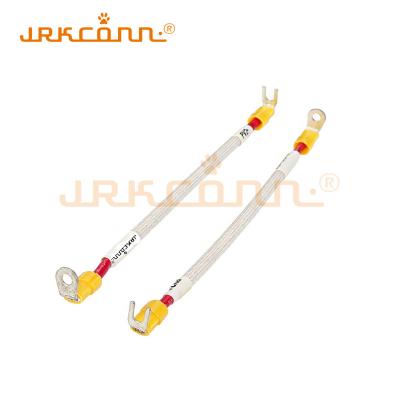 China UL3530 High Temperature Silicone Wire Harness with M4 Pre-Insulated Terminal and Fiberglass Tube Protection for PCB Connection for sale