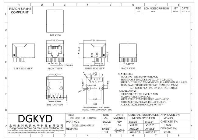 Premium RJ45 Ethernet Connector - front view