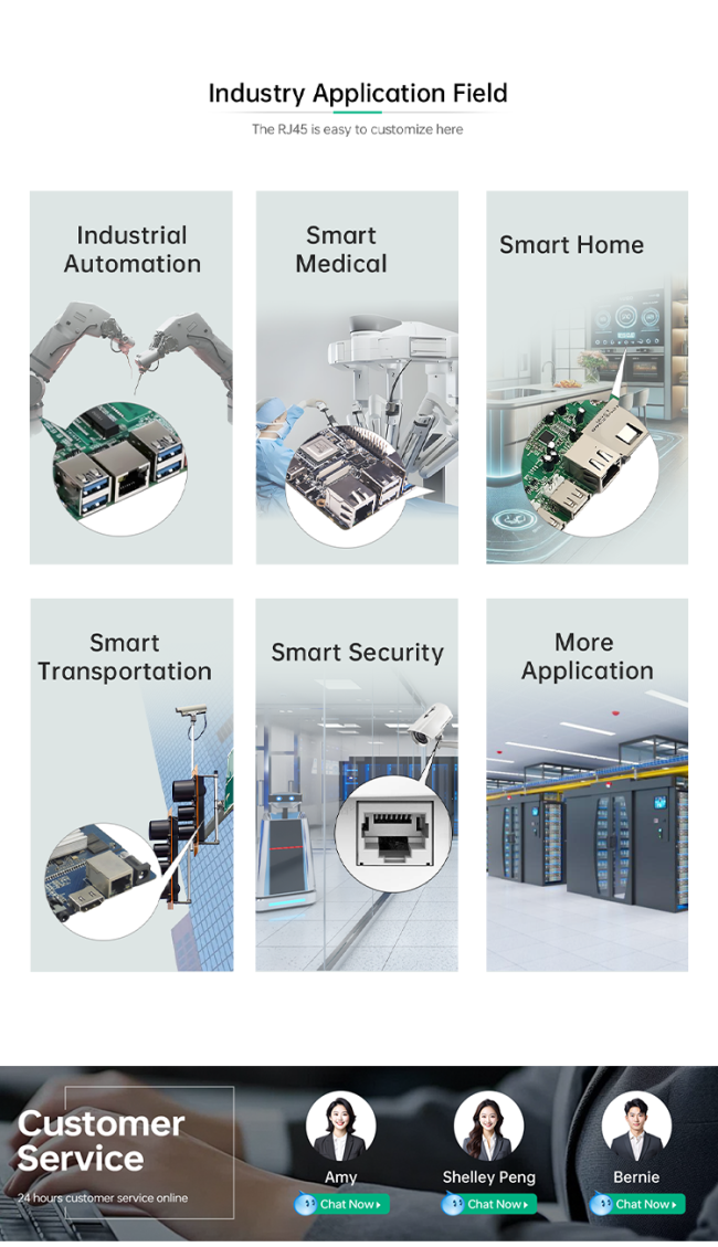 High-Frequency Gold-Plated 6U Network Port Ethernet RJ45 Connector - Technical Diagram 5