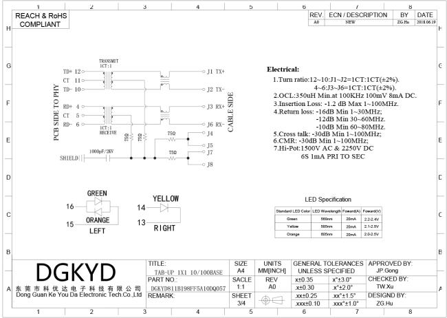1x1 Single-Port RJ45 Network Connector top view