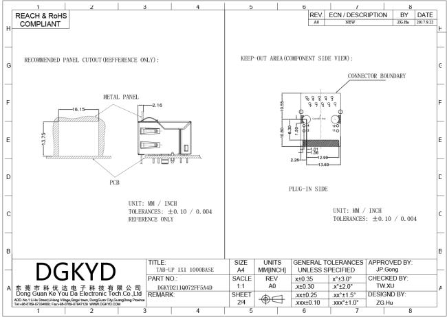 High-Speed Gigabit 10P8C Network Jack Socket - Side View