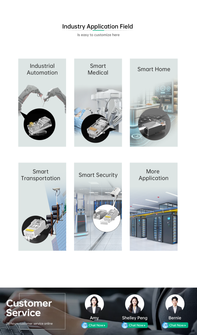 RJ45 connector comparison showing different color options
