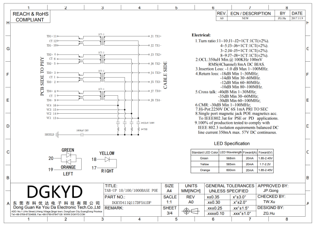 High-Frequency Gold-Plated 6U Network Port Ethernet RJ45 Connector - Top View