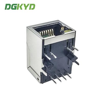 China Single port Tab Down Shielded rj45 Cat5 Modular jack connector, 10/100 BASE lan connector for sale
