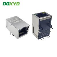 China RJ45 Modular Jack Single Port PCB Interface Illuminated Shield 10/100/1000 BASE-T for sale