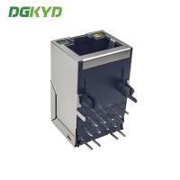 China RJ45 Modular Jack Single Port PCB Interface Illuminated Shield 10/100/1000 BASE-T for sale