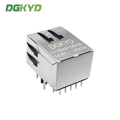 Chine Base-T 1000 de DGKYD111B491DB1A1DP 10p8c PoE RJ45 Jack Ethernet Connector RJ45 avec le Magnetics, les en-têtes et les récipients de carte PCB à vendre