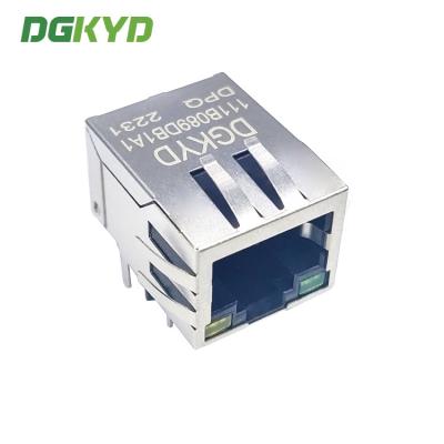 China DGKYD111B089DB1A1DPQ RJ45-de schakelaar van de netwerkinterface lusje-ONDERAAN 1X1 10/100BASE POE zonder 8 spelden Te koop