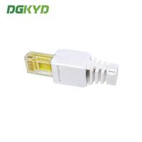 China CAT5.e RJ45 Unshielded Toolless Plug Connector - 8 Position 15.1mm Right Angle PCB Mount for sale