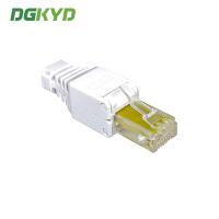 China CAT5.e RJ45 Unshielded Toolless Plug Connector - 8 Position 15.1mm Right Angle PCB Mount for sale