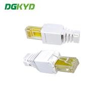 China CAT5.e RJ45 Unshielded Toolless Plug Connector - 8 Position 15.1mm Right Angle PCB Mount for sale