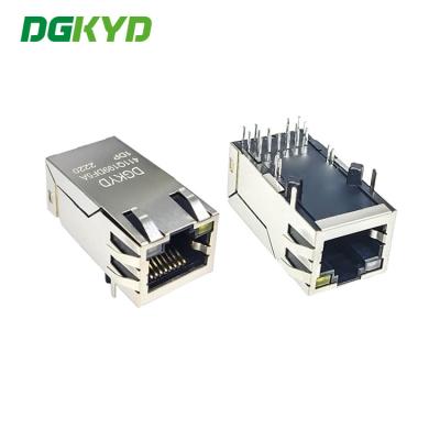 China DGKYD411Q199DF5A1DP 6U RJ45 Network Connector Single Port POE+ Filter With Light Strip Shield PBT 12PIN for sale