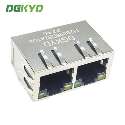 China Conector RJ45 de porta dupla DGKYD112B096DB2A1D3 com proteção de luz 8P8C à venda