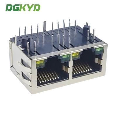 China Conector RJ45 de porta dupla DGKYD112B096DB2A1D3 com proteção de luz 8P8C à venda