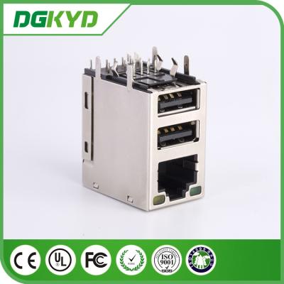 China Gigabit RJ45 Connector Shielded with Double USB , Registered Jack 45 for sale