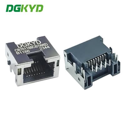 Китай Низкий профиль Rj45 женский соединитель DIP Sink Plate 7.0 8P8C Inline DGKYDCB7011188CB1W6DB1186 продается