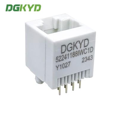 China DGKYD52241188IWC1DY1027 8P8C RJ45 Connector Network Port Socket Vertical RJ45 All Plastic White for sale