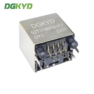 Китай DGKYD52T1188AB1A1DY1 8P8C RJ45 соединитель 180° Вертикальный интерфейс без световой ленты продается