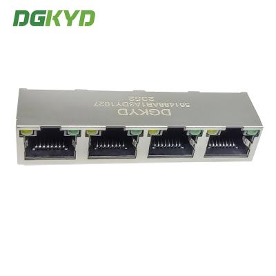 중국 DGKYD561488AB1A3DY1027 RJ45 멀티 포트 소켓 8p8 커넥터 네 포트 직전 연결 장치 네트워크 포트 소켓 판매용