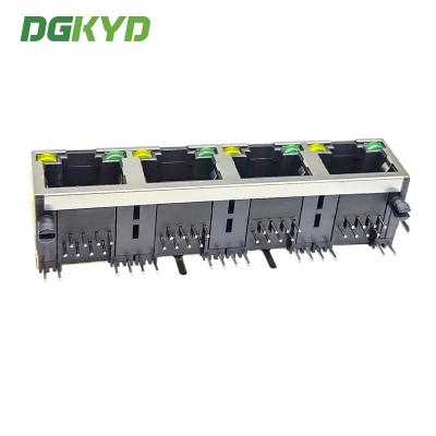 중국 DGKYD561488AB1A3DY1027 RJ45 멀티 포트 소켓 8p8 커넥터 네 포트 직전 연결 장치 네트워크 포트 소켓 판매용