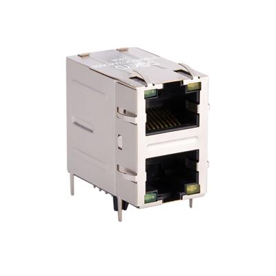 China DGKYD21B083DC2A4D 2X1 dual port RJ45 connector, 100Mbps integrated filter, communication network port socket for sale