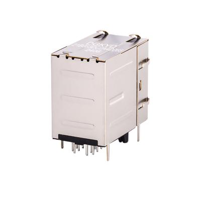 China DGKYD21B083DC2A4D 2X1 dual port RJ45 connector, 100Mbps integrated filter, communication network port socket for sale