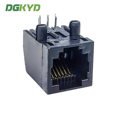 China DGKYD57221166IWA1DB4 RJ11 Ethernet connector fully plastic without light 6P6C black communication interface PBT for sale