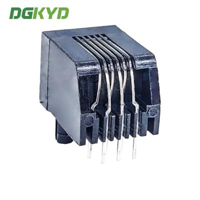 China DGKYD57221166IWA1DB4 RJ11 Ethernet connector fully plastic without light 6P6C black communication interface PBT for sale