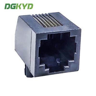 China DGKYD57221166IWA1DB4 RJ11 Ethernet connector fully plastic without light 6P6C black communication interface PBT for sale