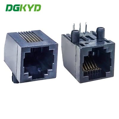 Китай DGKYD57221166IWA1DB4 RJ11 Ethernet соединитель полностью из пластика без света 6P6C черный коммуникационный интерфейс PBT продается