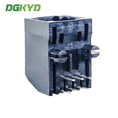 China DGKYD57221166IWA1DB4 RJ11 Ethernet connector fully plastic without light 6P6C black communication interface PBT for sale