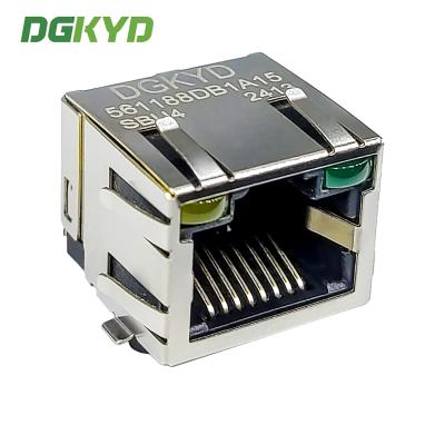 Κίνα DGKYD561188DB1A15SBU4 δίκτυο συνδέσμου με μία θύρα 1X1 8P8C SMD με προστατευμένο ελαφρύ κομμάτι RJ45 προς πώληση