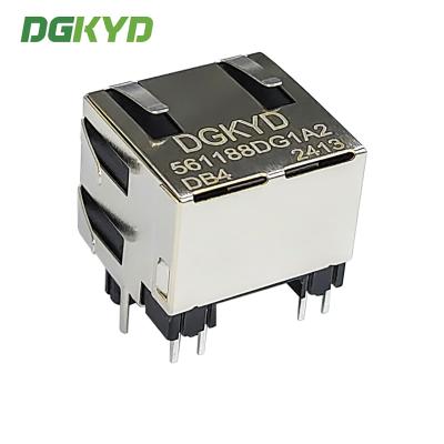 중국 DGKYD561188DG1A2DB4 단일 포트 커넥터 네트워크 소켓 1X1 8P8C DIP RJ45 라이트와 날개 판매용