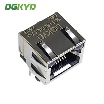 중국 DGKYD561188DG1A2DB4 단일 포트 커넥터 네트워크 소켓 1X1 8P8C DIP RJ45 라이트와 날개 판매용