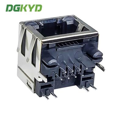 중국 DGKYD561188DG1A2DB4 단일 포트 커넥터 네트워크 소켓 1X1 8P8C DIP RJ45 라이트와 날개 판매용