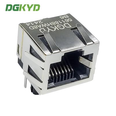 中国 RJ45直線コネクタ 1X1 8P8C ライトストライプシールドなし 30U RJ45 インターフェース DGKYD561188HWA8DB6 販売のため