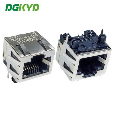 China RJ45 Straight Connector 1X1 8P8C Without Light Strip Shielding 30U RJ45 Interface DGKYD561188HWA8DB6 for sale