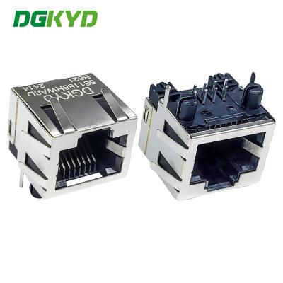 China RJ45 Straight Connector 1X1 8P8C Without Light Strip Shielding 30U RJ45 Interface DGKYD561188HWA8DB621 for sale