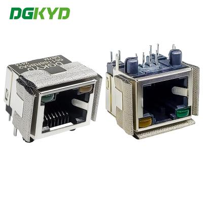 China RJ45 Straight Connector 8P8C With Light Strip Shielding 50U Modular Socket RJ45 Interface DGKYD561188RB5A2DB7M for sale