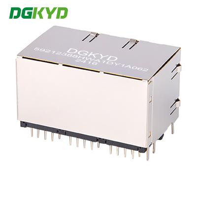 중국 DGKYD59212388HWA1DY1A062 RJ45 다포트 보호 연결 장치, 조명 없이 8P8C 이더넷 소켓, 격리 스프링 없이 판매용