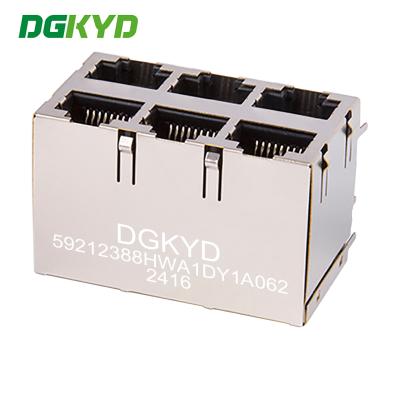 중국 DGKYD59212388HWA1DY1A062 RJ45 다포트 보호 연결 장치, 조명 없이 8P8C 이더넷 소켓, 격리 스프링 없이 판매용