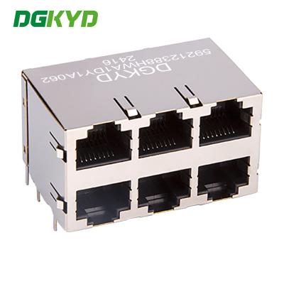 중국 DGKYD59212388HWA1DY1A062 RJ45 다포트 보호 연결 장치, 조명 없이 8P8C 이더넷 소켓, 격리 스프링 없이 판매용